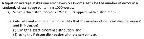 solved a typist on average makes one error every 500 words