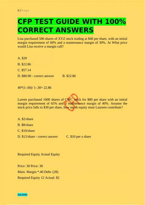 Cfp Test Guide With 100 Correct Answers Cfp Certified Financial Planner Stuvia Us