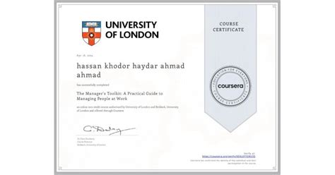 Hasan Haydar Ahmad On Linkedin Certification For Practical Guide To Managing People At Work