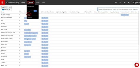 Creating Classification Rules Sql Data Catalog Product Documentation