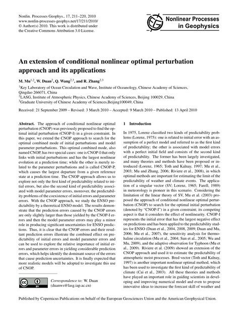 Pdf An Extension Of Conditional Nonlinear Optimal Perturbation