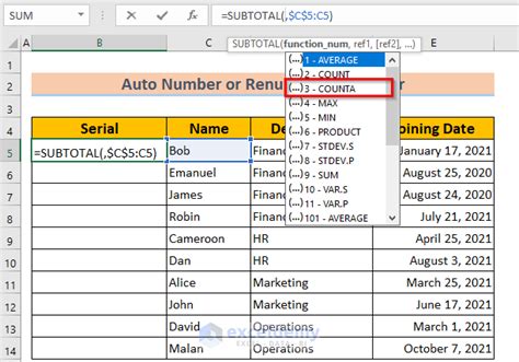 How To Auto Number Or Renumber After Filter In Excel Easy Ways