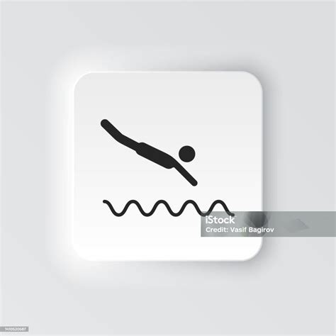 사각형 버튼 아이콘 수영 점프 단추 배너 동형 스타일에 응용 프로그램 일러스트레이션을 위한 사각형 배지 인터페이스 개념에 대한 스톡 벡터 아트 및 기타 이미지 Istock