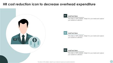 Hr Cost Reduction Icon To Decrease Overhead Expenditure Ppt Slide