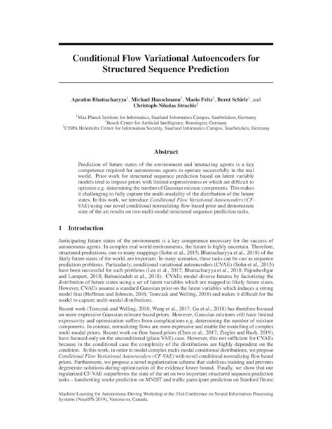 pdf conditional flow variational autoencoders for structured · conditional flow