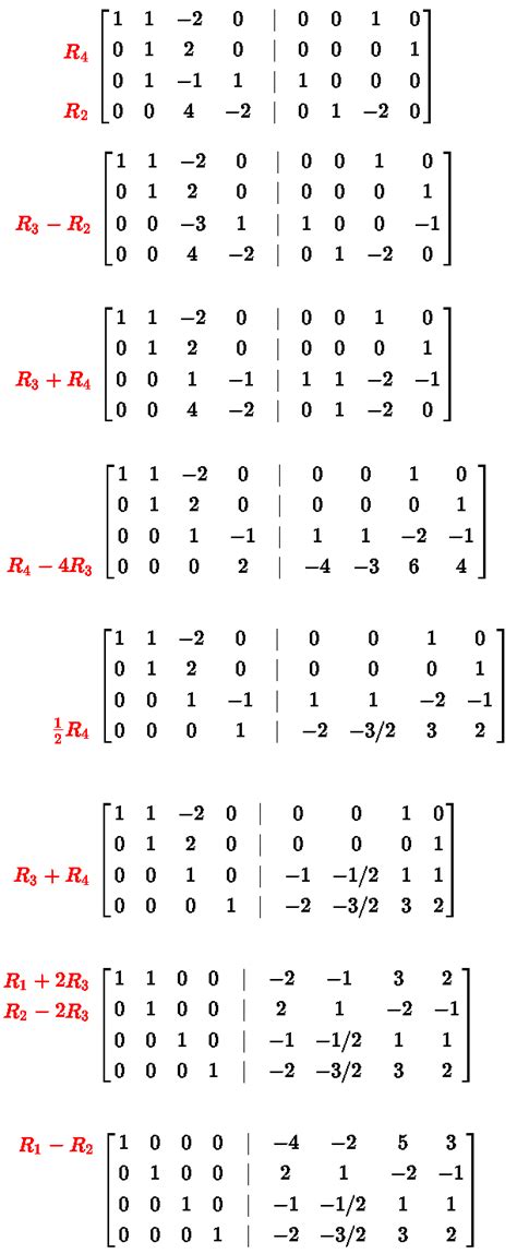 find matrix inverse using row operations