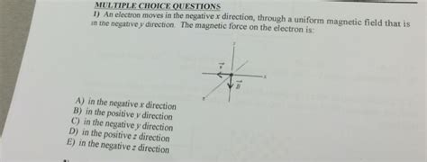 solved an electron moves in the negative x direction