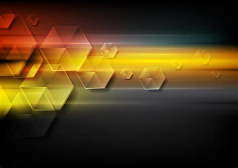 Premium Vector Glossy Hexagons And Glowing Stripes Abstract Tech