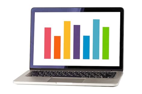 Premium Photo Laptop Computer With Colorful Bar Chart Graph