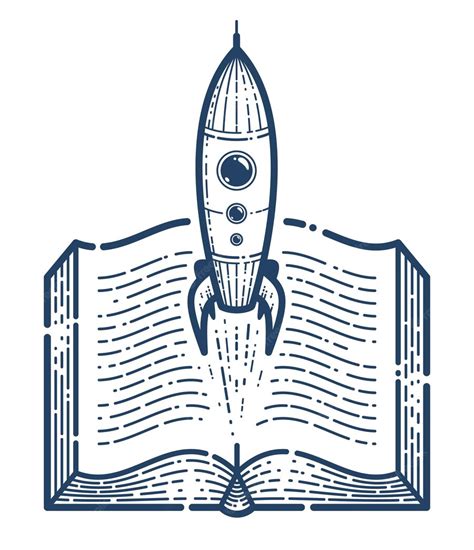 Premium Vector Open Book With Launching Rocket Vector Linear Icon