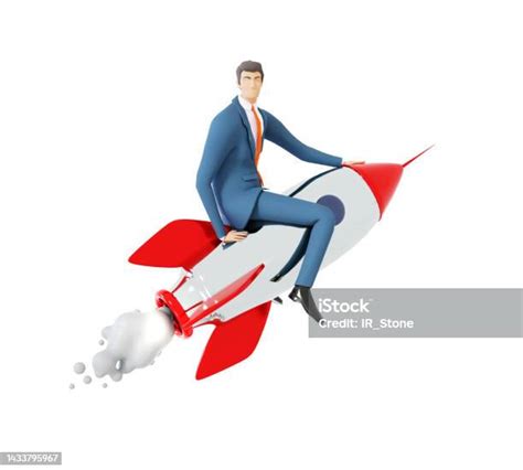 로켓으로 비행하는 성공적인 사업가 시작 비즈니스 성공 제어 및 지원 아이디어 3d 렌더링 그림 3차원 형태에 대한 스톡 사진 및 기타 이미지 Istock