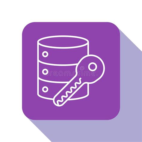 White Line Server Security With Key Icon Isolated On White Background Security Safety