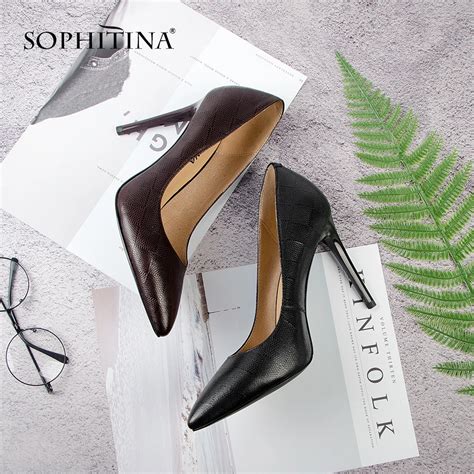 Sophitina Новинка года сезон весна модные вечерние туфли лодочки из натуральной кожи с острым