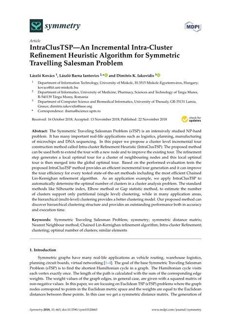 Pdf Intraclustsp An Incremental Intra Cluster Refinement Heuristic