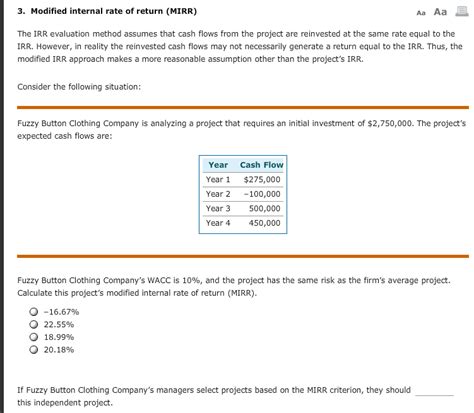Solved The Irr Evaluation Method Assumes That Cash Flows