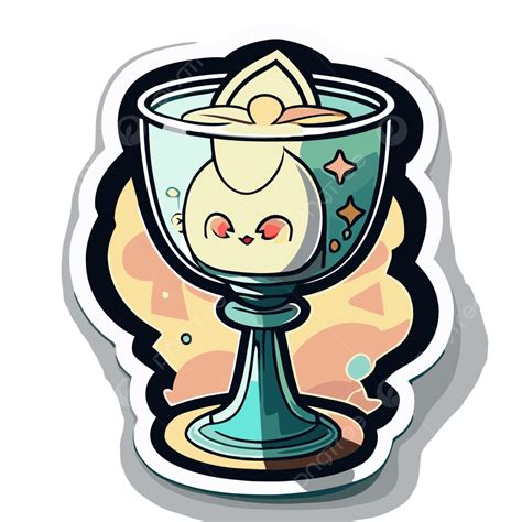 유리 컵 클립 아트의 이미지가 있는 스티커 벡터 고립 된 만화 첫 영성체 성배와 스티커 디자인 상표 Png 일러스트 및 벡터 에 대한 무료 다운로드 Pngtree