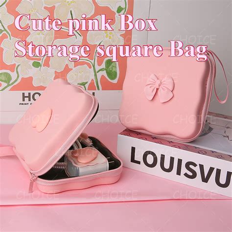 Cute Pink Love Storage Square Bag Usb Cable Earphone Cable Pack Organizer Portable Pink Bow Size