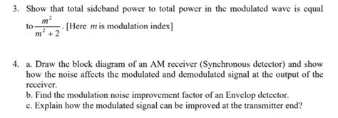 Solved 3 Show That Total Sideband Power To Total Power In