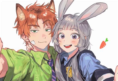 Judy Hopps And Nick Wilde Zootopia Drawn By Yamuym3443 Danbooru