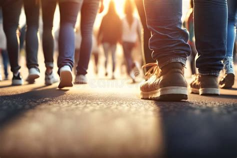 Group Of People Walking On The Crosswalk Neural Network Ai Generated