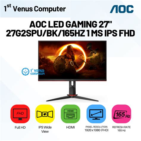 Jual AOC LED GAMING 27 27G2SPU BK 165Hz 1 Ms IPS FHD MON26 AOC Shopee Indonesia