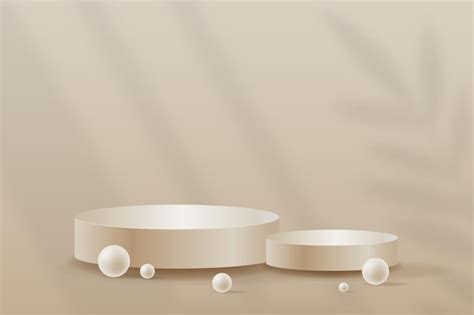 진주가 있는 최소의 현대적인 3d 현실적인 원형 받침대 지명 수상 스탠드 모형 장면 렌더링 디자인 제품 화장품 패션 스튜디오
