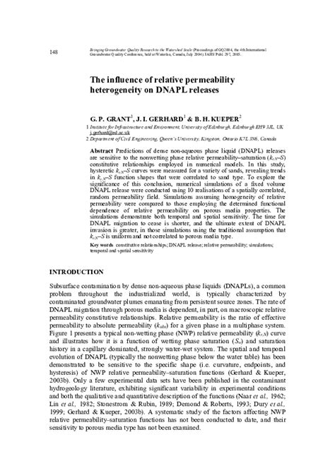 Pdf The Influence Of Relative Permeability Heterogeneity On Dnapl Releases
