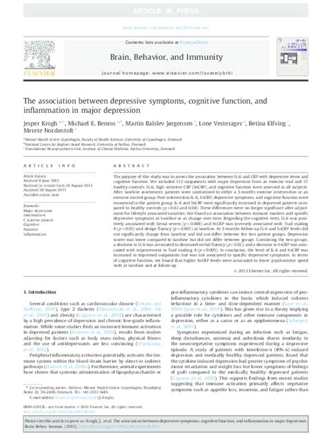Pdf The Association Between Depressive Symptoms Cognitive Function