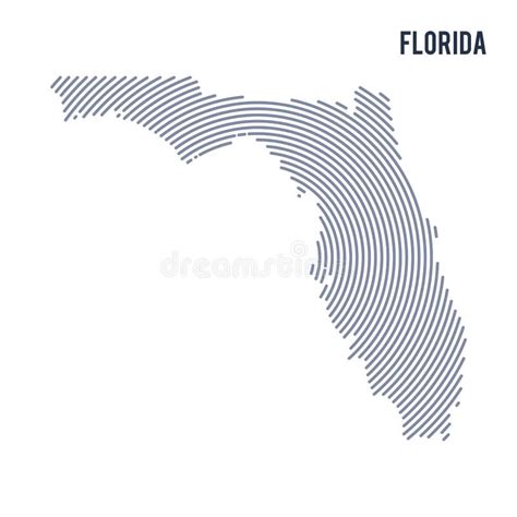 Vector Abstract Hatched Map Of State Of Florida With Spiral Lines