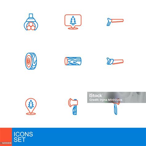 세트 라인 나무 도끼 숲의 위치 손톱 나무 고리 통나무 및 아이콘 벡터 0명에 대한 스톡 벡터 아트 및 기타 이미지 0명 강철 건설 산업 Istock