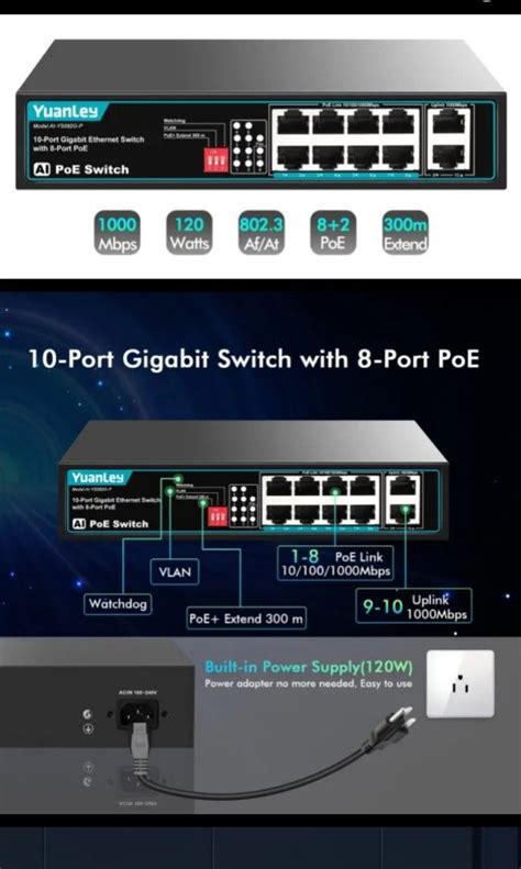 Port Ethernet Switch With Port PoE Computers Tech Parts Accessories Other
