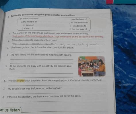 6 Rewrite The Sentences Using The Given Complex Prepositions On The Oc