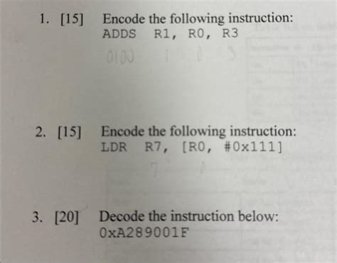 solved 1 [15] encode the following instruction adds r1