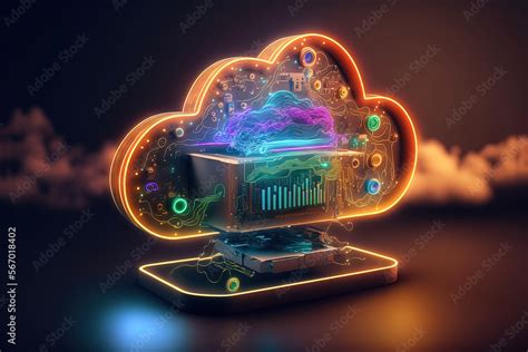 Abstract Cloud Computing Technology Concept Cloud Computing Data Center Server Rack