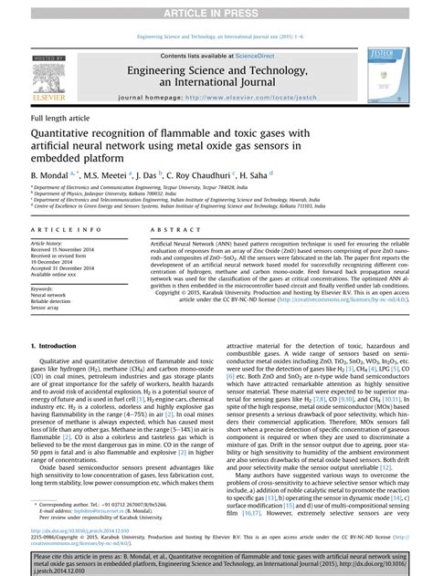 Pdf Quantitative Recognition Of Flammable And Toxic Gases With