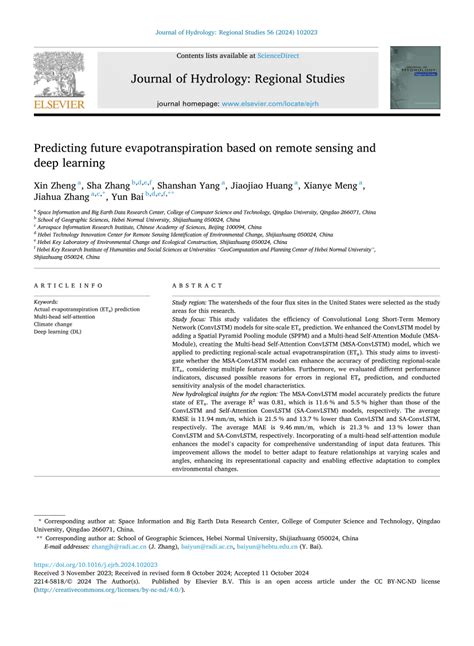 Pdf Predicting Future Evapotranspiration Based On Remote Sensing And Deep Learning Network