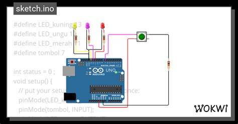 Led 3 Hidup Bergantian Mati Sama Wokwi Esp32 Stm32 Arduino Simulator