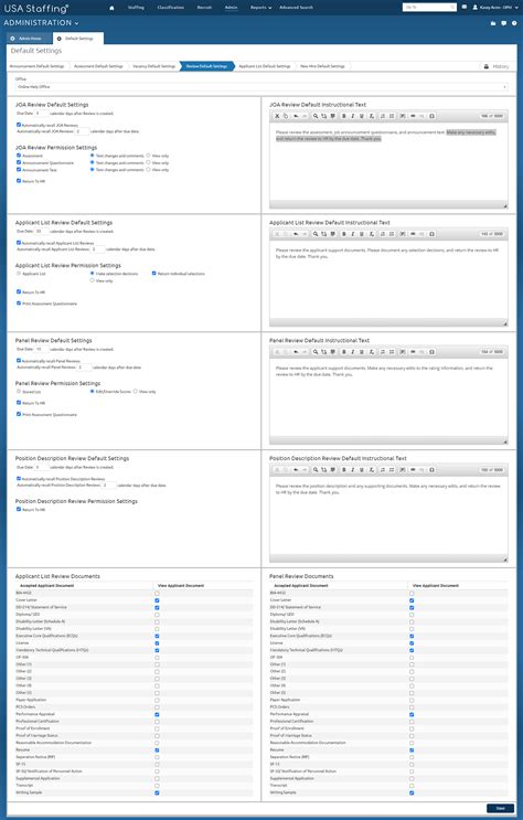 Setting Review Default Settings Usa Staffing Online Help