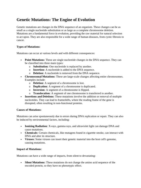 Genetic Mutations Notes Pdf