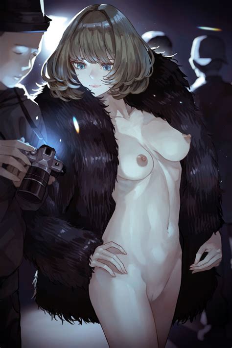 Kaoming Original Highres Nude Filter Third Party Edit 1girl Brown Hair Coat