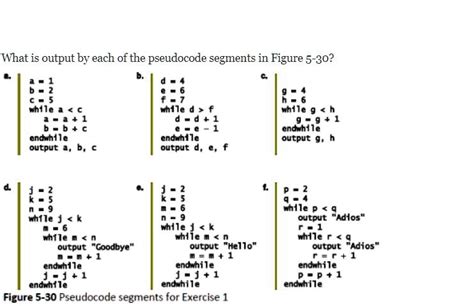 what is output by each of the pseudocode segments in figure 5 30 b c