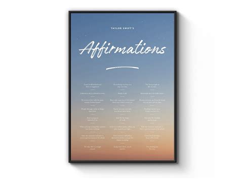 Taylor Swift Affirmations Inspiration For Swifties Life Lessons Wall