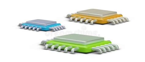 Central Processing Unit Side View Vector Realistic Objects Of