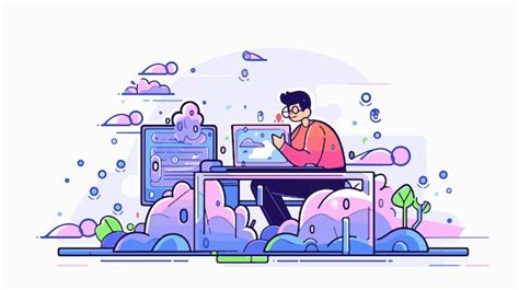 Professional Computer Engineer Working In Vector Outline Illustration Premium Ai Generated Vector