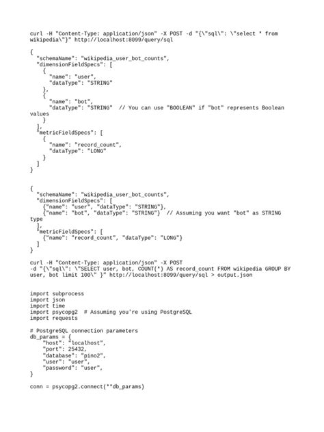 Pinot Db Schema Pdf Json Data Type