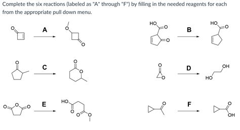 Complete The Six Reactions Labeled As A Through Chegg Com