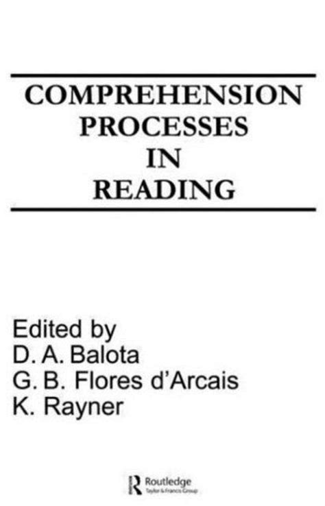 Comprehension Processes In Reading David A Balota 9780805806540 Boeken Bol