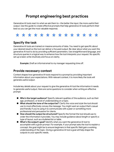 Prompt Engineering Best Practices Pdf Artificial Intelligence Intelligence Ai And Semantics