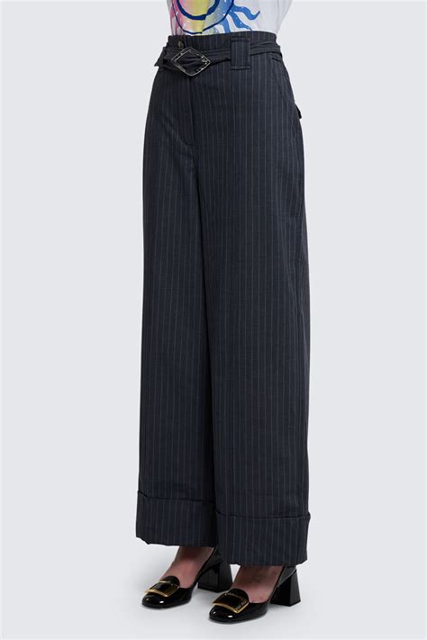 Ganni 스트라이프 바지 벨트 페칭