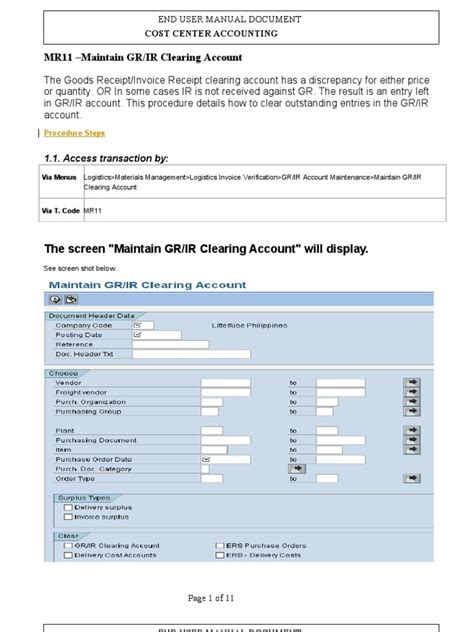 Grir Clearing When No Ir For Gr Download Free Pdf Invoice Receipt